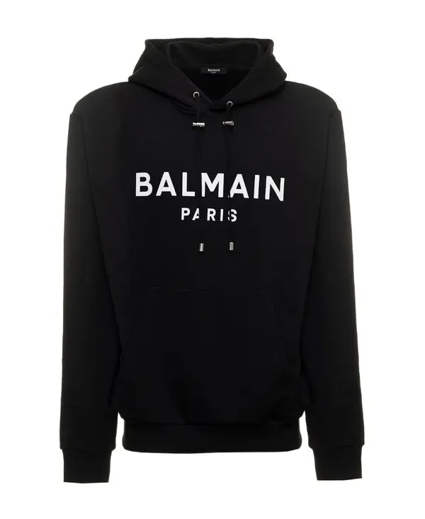 Balmain Logo Printed Drawstring Hoodie