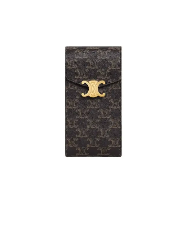 Celine Triomphe Phone Pouch In Triomphe Canvas - Tan