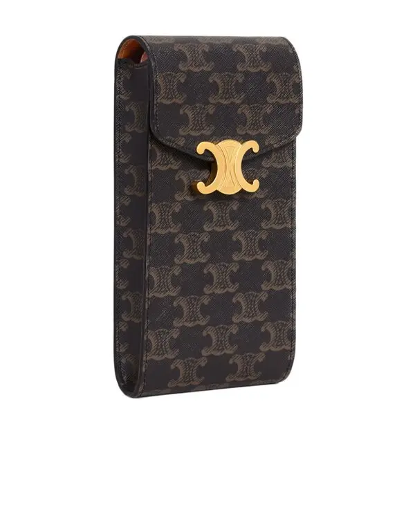 Celine Triomphe Phone Pouch In Triomphe Canvas