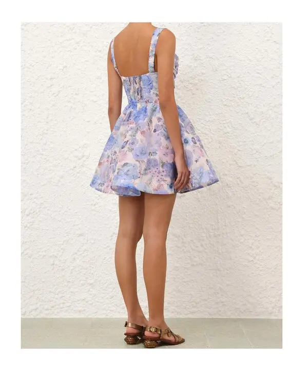 Zimmermann Rebellion Drape Mini Dress - Sky Bloom