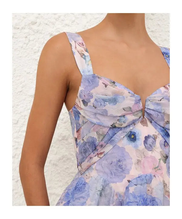 Zimmermann Rebellion Drape Mini Dress - Sky Bloom