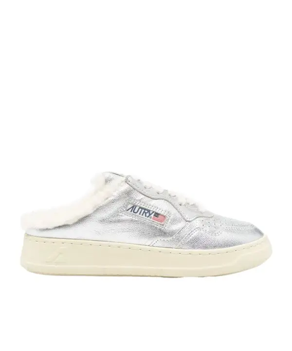 AUTRY Medalist Metallic Leather Sneakers - Silver