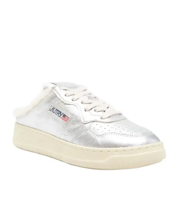 AUTRY Medalist Metallic Leather Sneakers - Silver