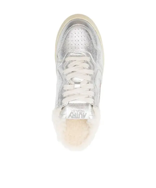 AUTRY Medalist Metallic Leather Sneakers - Silver