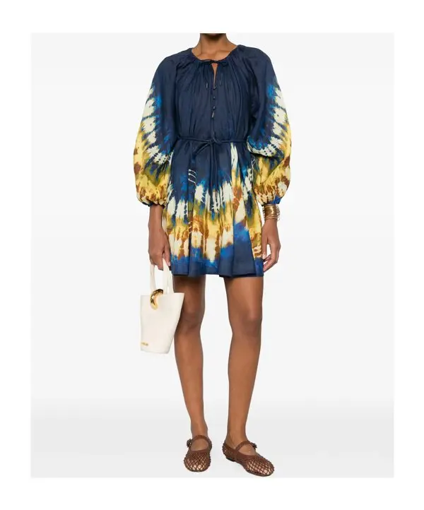 ALEMAIS Tie-detailed Printed Mini Dress