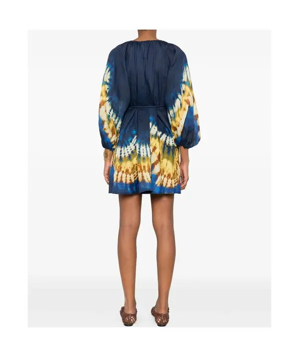 ALEMAIS Tie-detailed Printed Mini Dress