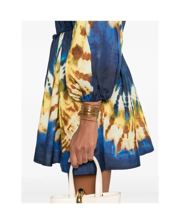 ALEMAIS Tie-detailed Printed Mini Dress