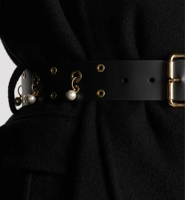 Dior Cd Lettering Pin Buckle Belt With White Resin Beads