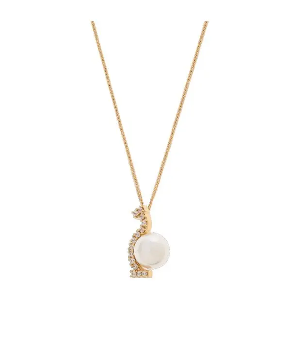 FERRAGAMO Pearl And Crystal Pendant Necklace - Yellow
