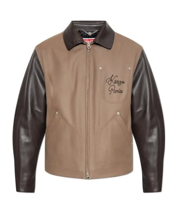 Kenzo Chainstitch Genderless Blouson In Wool And Leather
