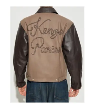Kenzo Chainstitch Genderless Blouson In Wool And Leather