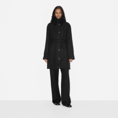Burberry Belted Cotton Coat With Corduroy Collar