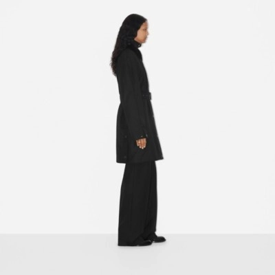 Burberry Belted Cotton Coat With Corduroy Collar