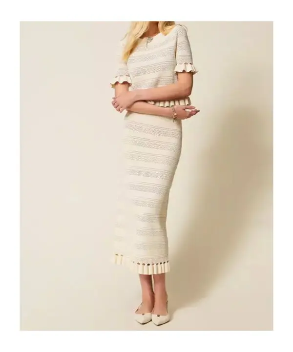 TWINSET Ruffle Knitted Midi Skirt
