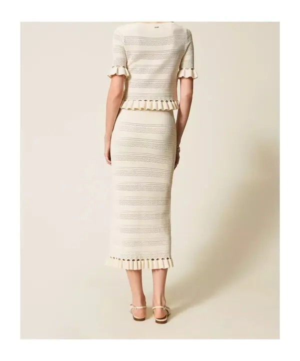 TWINSET Ruffle Knitted Midi Skirt