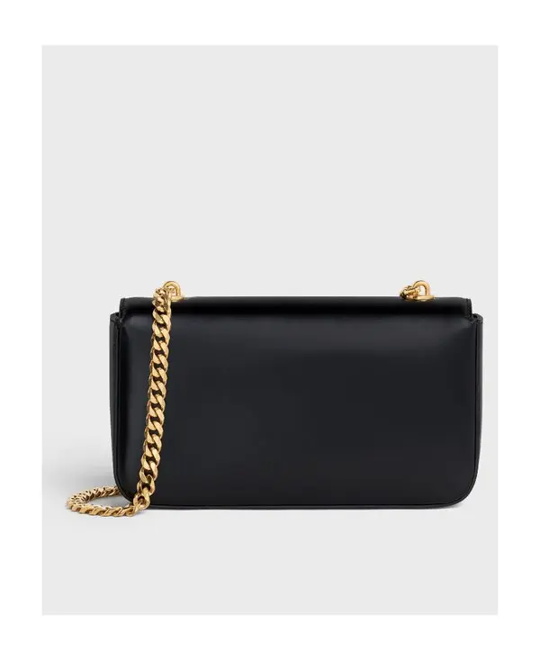 Celine Claude Chain Shoulder Bag In Shiny Calfskin - Black