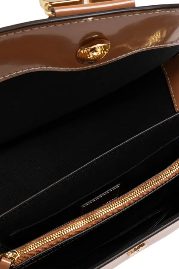 GANNI Logo Plaque Shoulder Bag - Brown