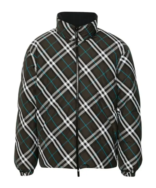 Burberry High-neck Zip-up Checked Jacket