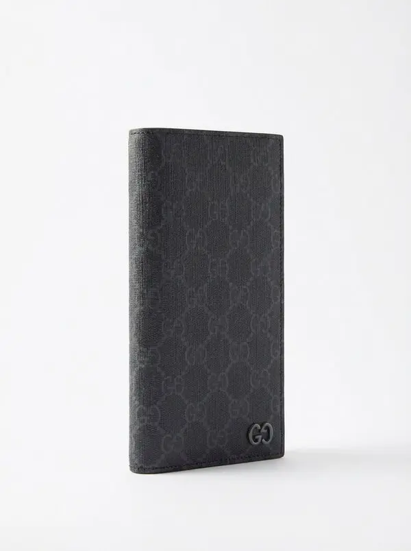 Gucci Grey Interior Gg Long Wallet - Black