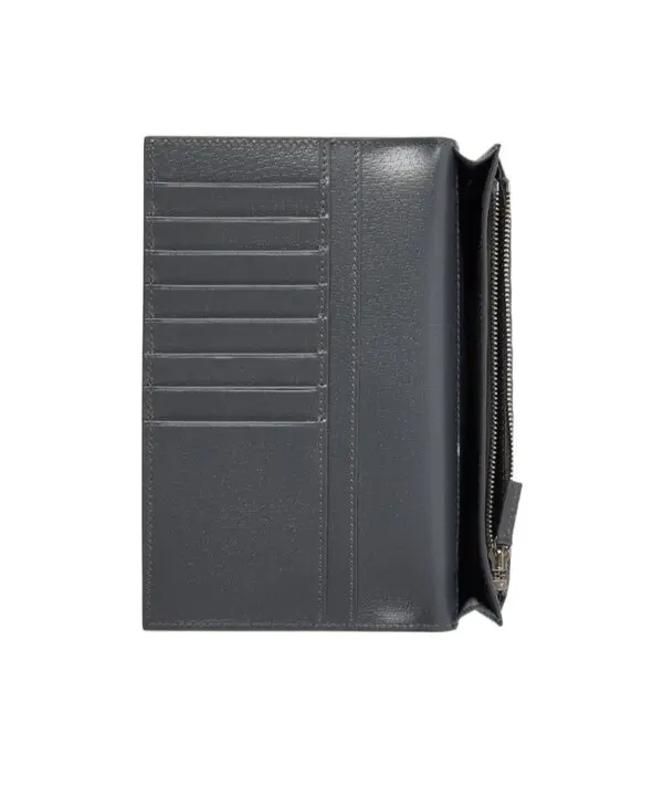 Gucci Grey Interior Gg Long Wallet - Black