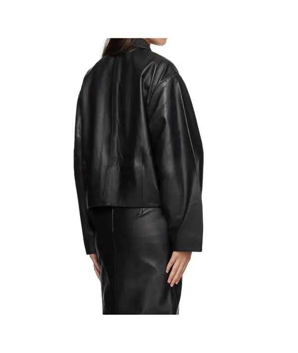 ST. AGNI Cocoon Leather Jacket - Black