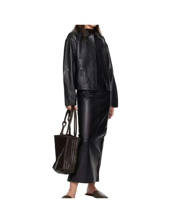 ST. AGNI Cocoon Leather Jacket - Black