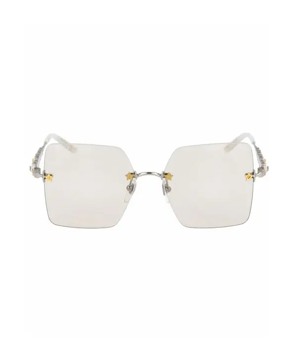 Gucci Crystal-embellished Square-frame Sunglasses - White