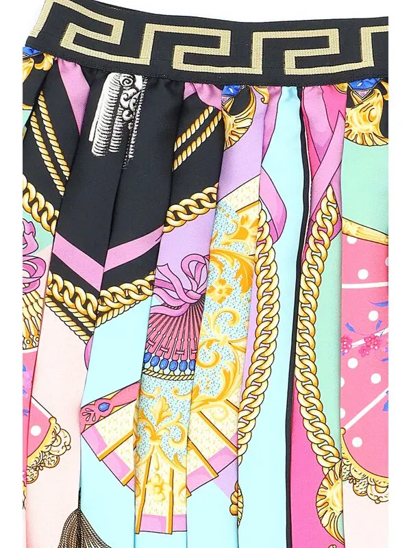 Versace Pleated Mini Skirt With Baroque Print