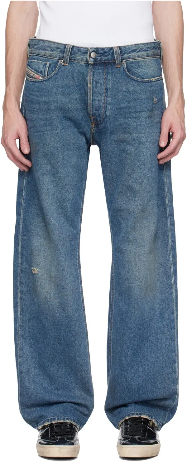 DIESEL® 1980 D-eeper Relaxed Distressed Jeans - Medium Blue