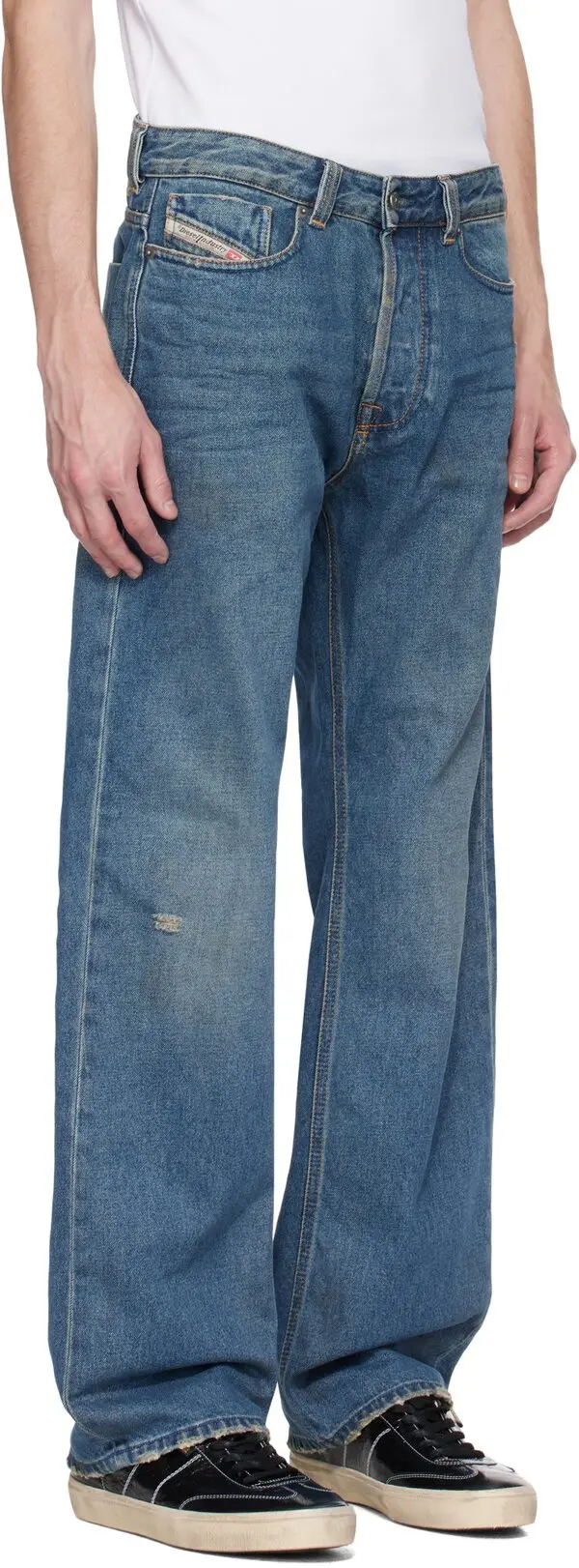 DIESEL® 1980 D-eeper Relaxed Distressed Jeans - Medium Blue