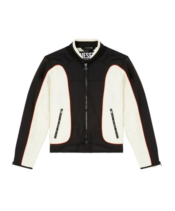 DIESEL® J-blink-a Piping Biker Jacket - White/black