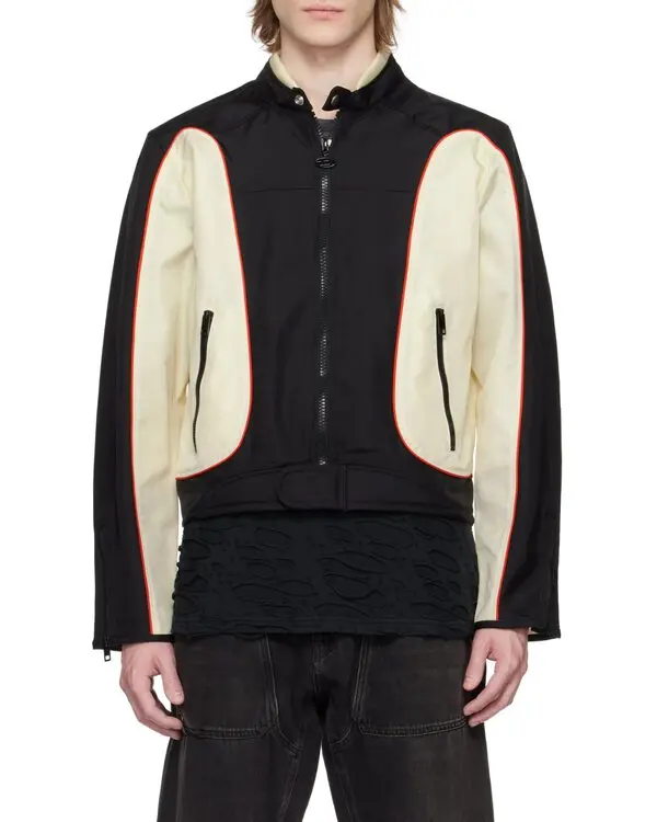 DIESEL® J-blink-a Piping Biker Jacket - White/black