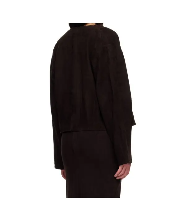 ST. AGNI Brown Suede Utility Bomber Jacket