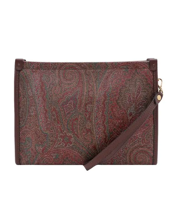 Etro Paisley Printed Zipped Clutch Bag - Green