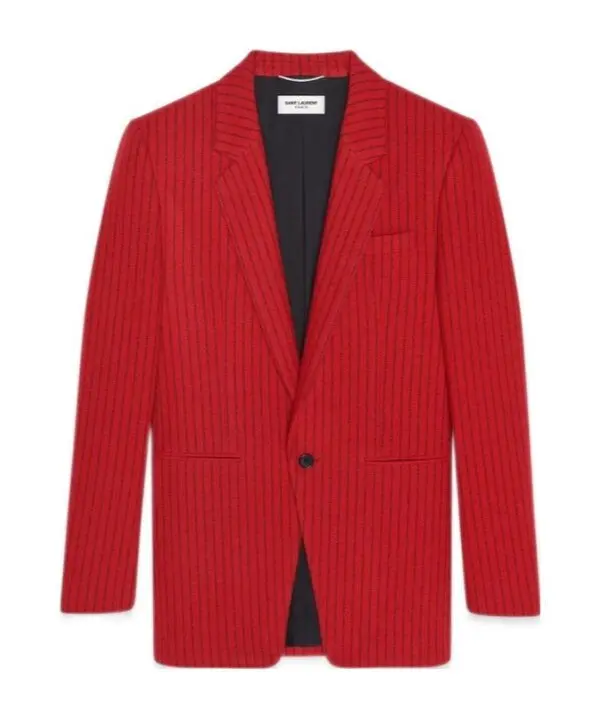 Saint Laurent Pinstripe-pattern Single-breasted Blazer - Red
