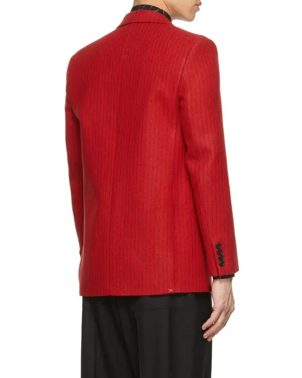 Saint Laurent Pinstripe-pattern Single-breasted Blazer - Red