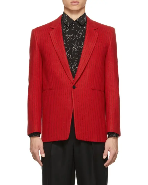 Saint Laurent Pinstripe-pattern Single-breasted Blazer - Red
