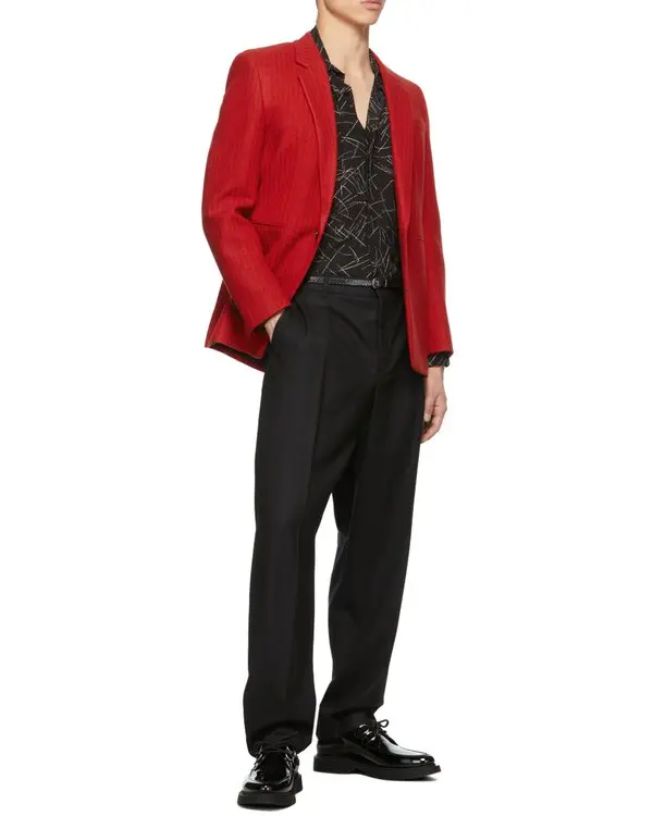 Saint Laurent Pinstripe-pattern Single-breasted Blazer - Red