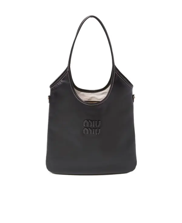 Miu Miu Ivy Logo-lettering Tote Bag - Black