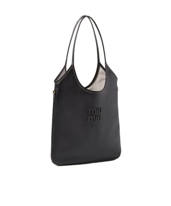 Miu Miu Ivy Logo-lettering Tote Bag - Black