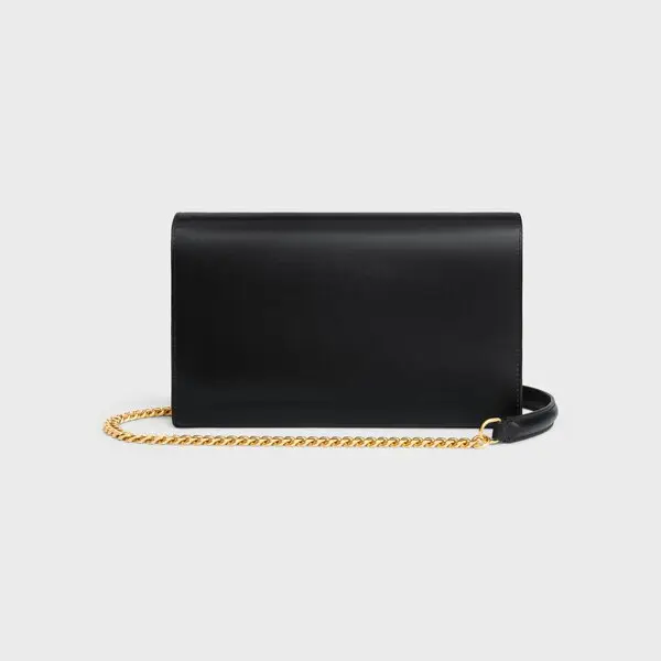 Celine Envelope Wallet On Chain In Shiny Calfskin - Black