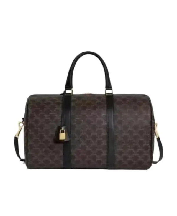 Celine Triomphe Canvas And Calfskin Travel Bag - Black