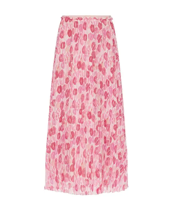 Red Valentino Printed Pleated Midi Skirt - Pink