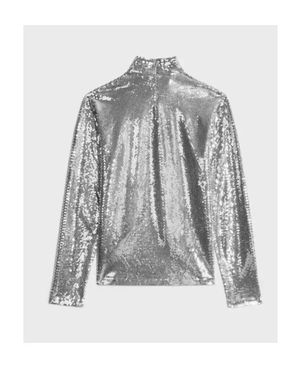 Celine Sequin Embroidered Turtleneck Top