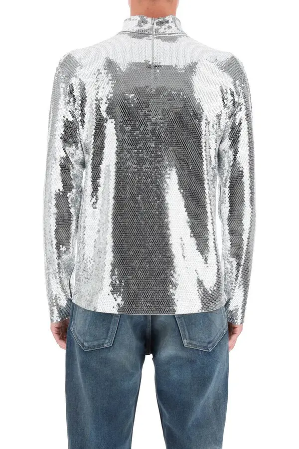 Celine Sequin Embroidered Turtleneck Top