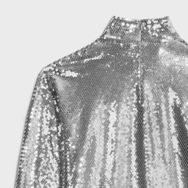 Celine Sequin Embroidered Turtleneck Top