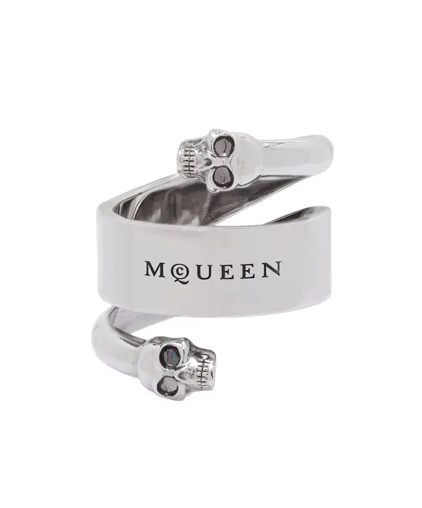Alexander McQueen Twin Skull Ring - Antique Silver