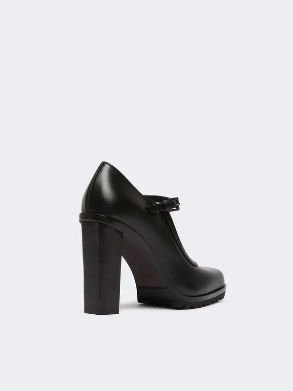 Max Mara Leather Mary Jane Pumps With Adjustable Strap