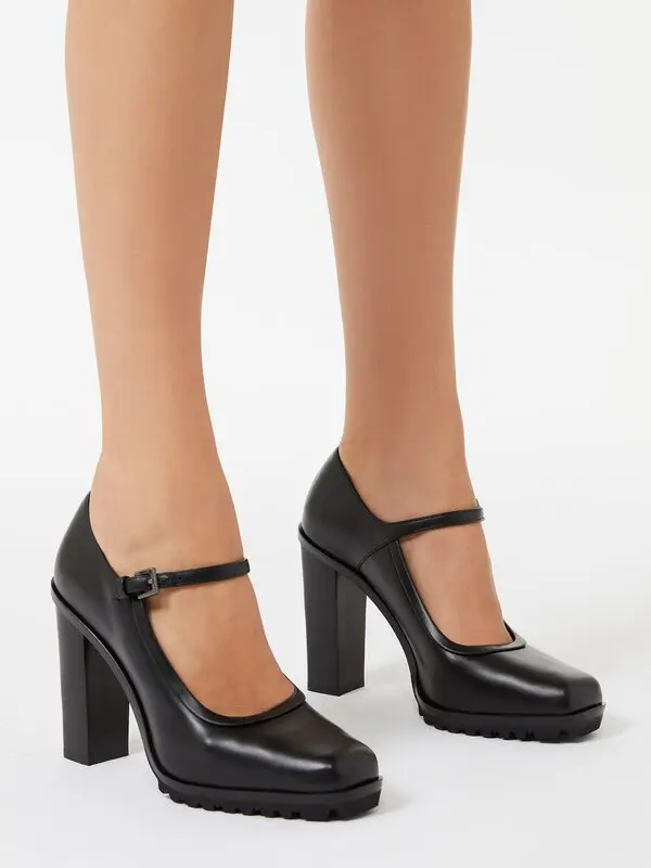 Max Mara Leather Mary Jane Pumps With Adjustable Strap