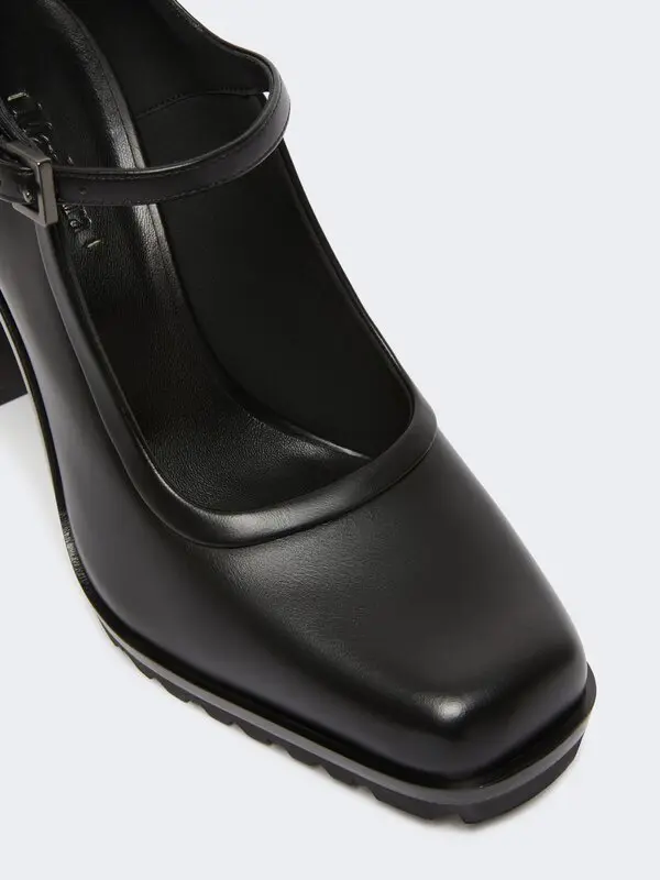 Max Mara Leather Mary Jane Pumps With Adjustable Strap